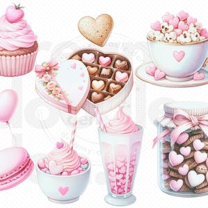 Pastel Love Clipart, Valentine's, Sweet Treats, Candy Hearts, Cookies ...