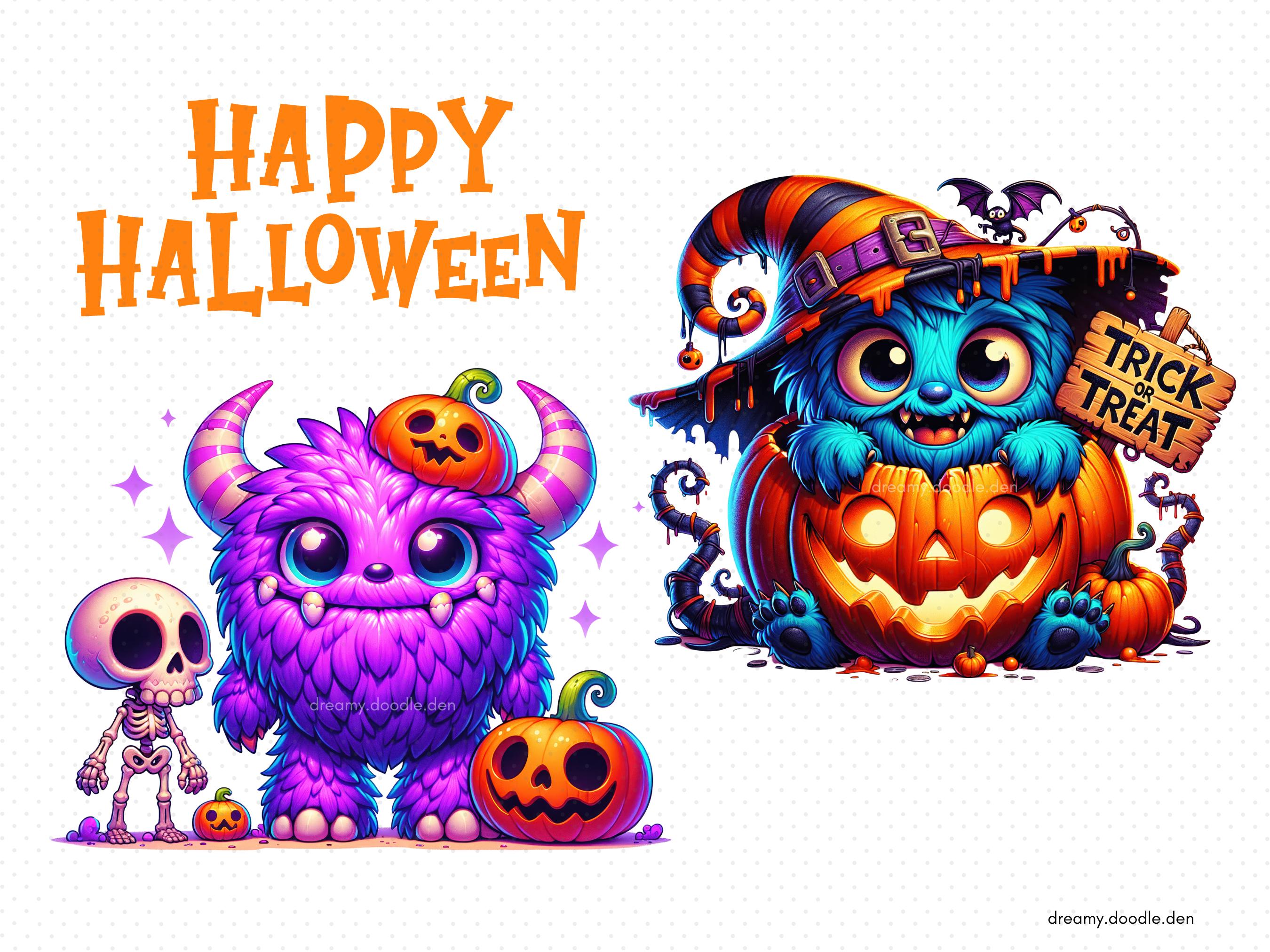 Cute Monsters Clipart Bundle, Adorable Monsters Clipart Bundle, Cute ...