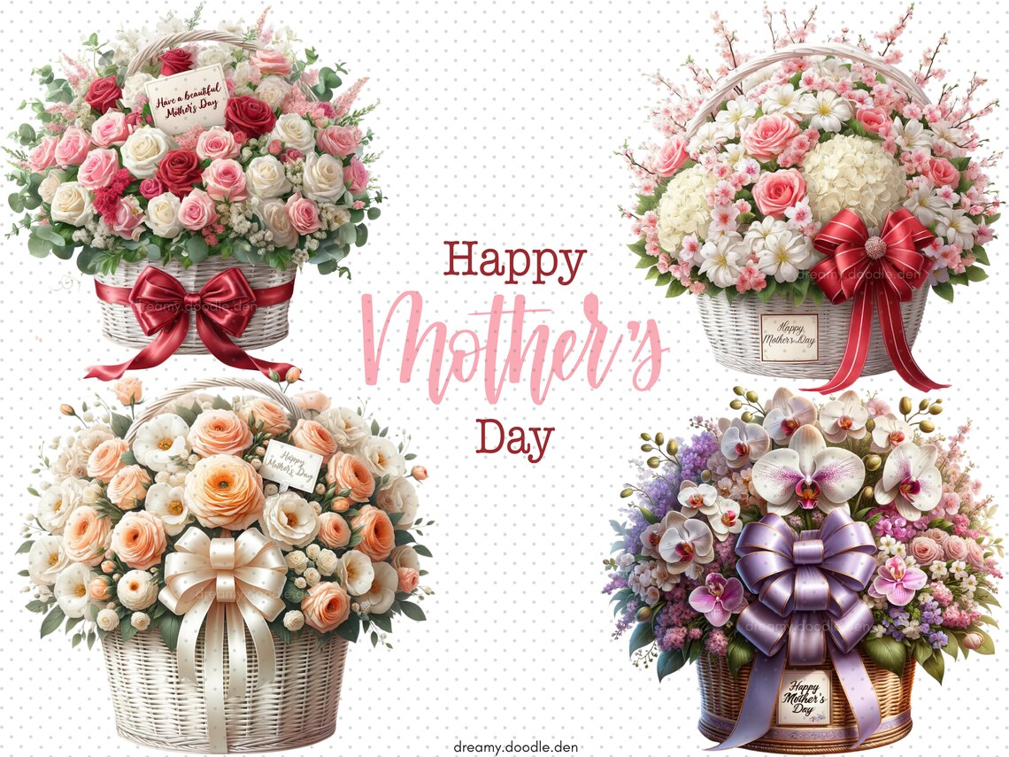 Mother's Day Floral Bouquet Clipart, Spring Flowers (digital Download ...