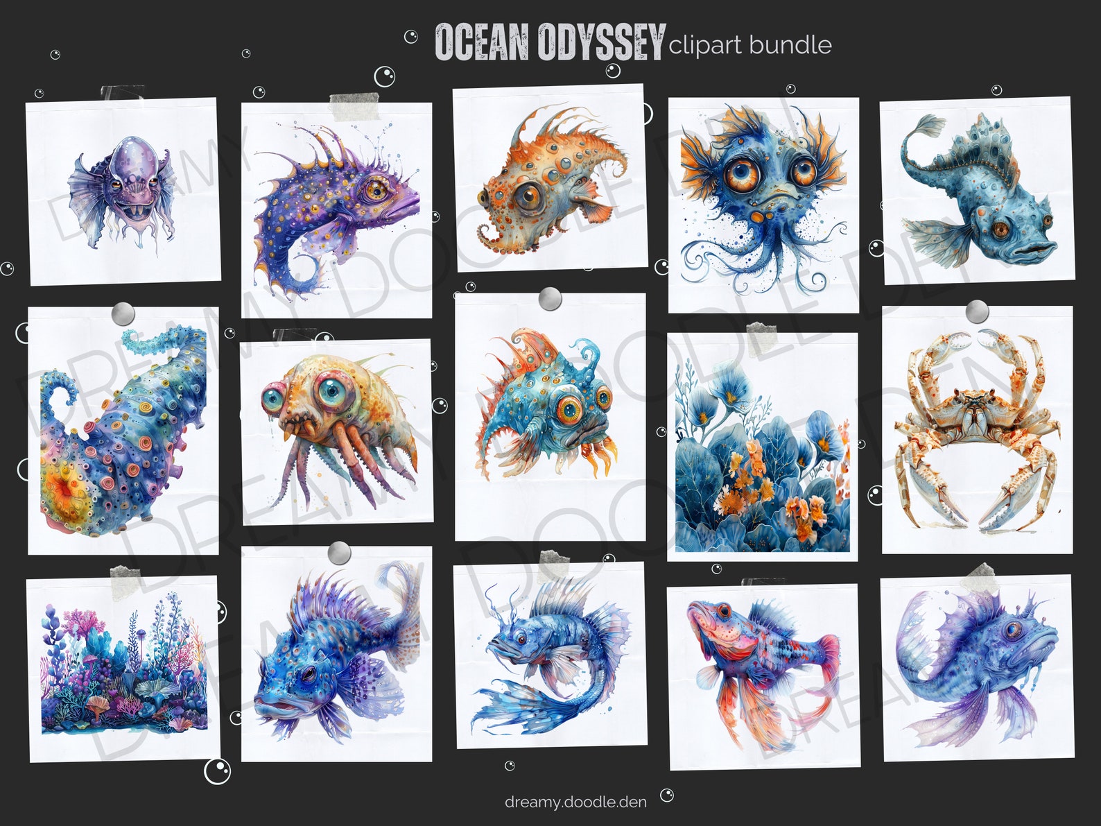 Deep-sea Clipart, Underwater Illustrations, Sea Creatures, Whimsical ...