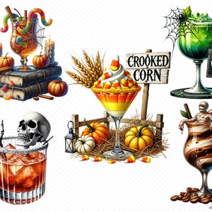 Creepy Cocktail Clipart Bundle, Halloween Cocktail Graphics, Ghoulish ...
