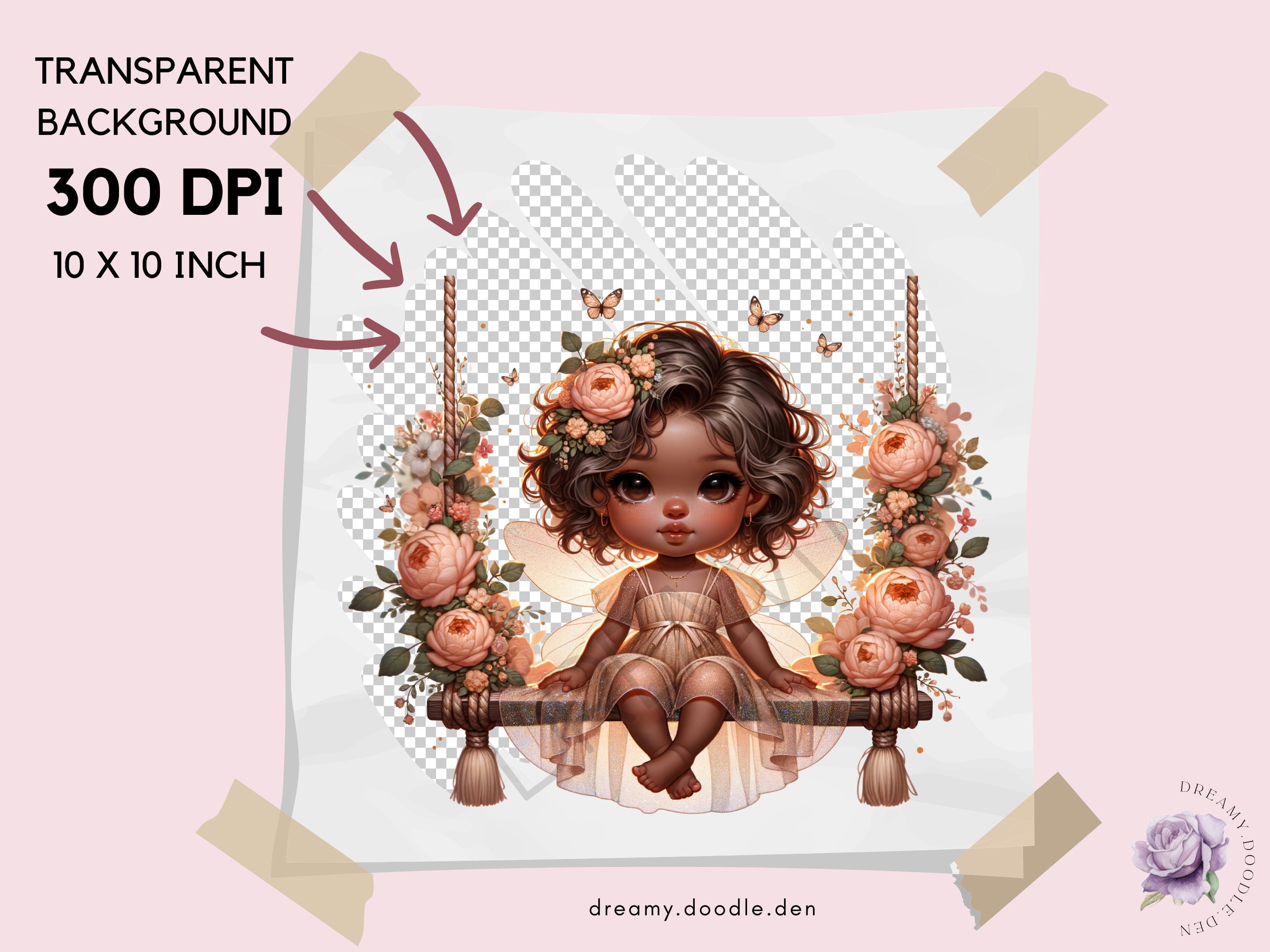 Melanin Fairy Clipart Bundle, Whimsical Baby Melanin Fairies Clipart ...