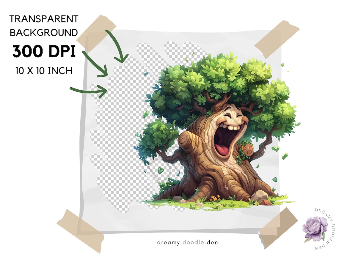 Whimsical Trees Clipart, Quirky Trees Clipart Bundle, Funny Faces ...
