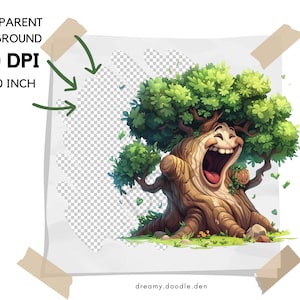 Whimsical Trees Clipart, Quirky Trees Clipart Bundle, Funny Faces ...