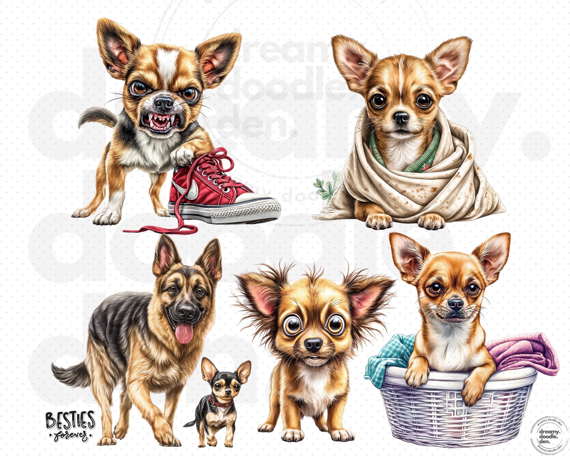 Funny Chihuahua Clipart Bundle, Chihuahua Pngs, Sassy Dog Emotions ...