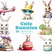 Watercolor Bunny Clipart Bundle, Cute Bunny PNG, Bunny Cupcake Clipart ...