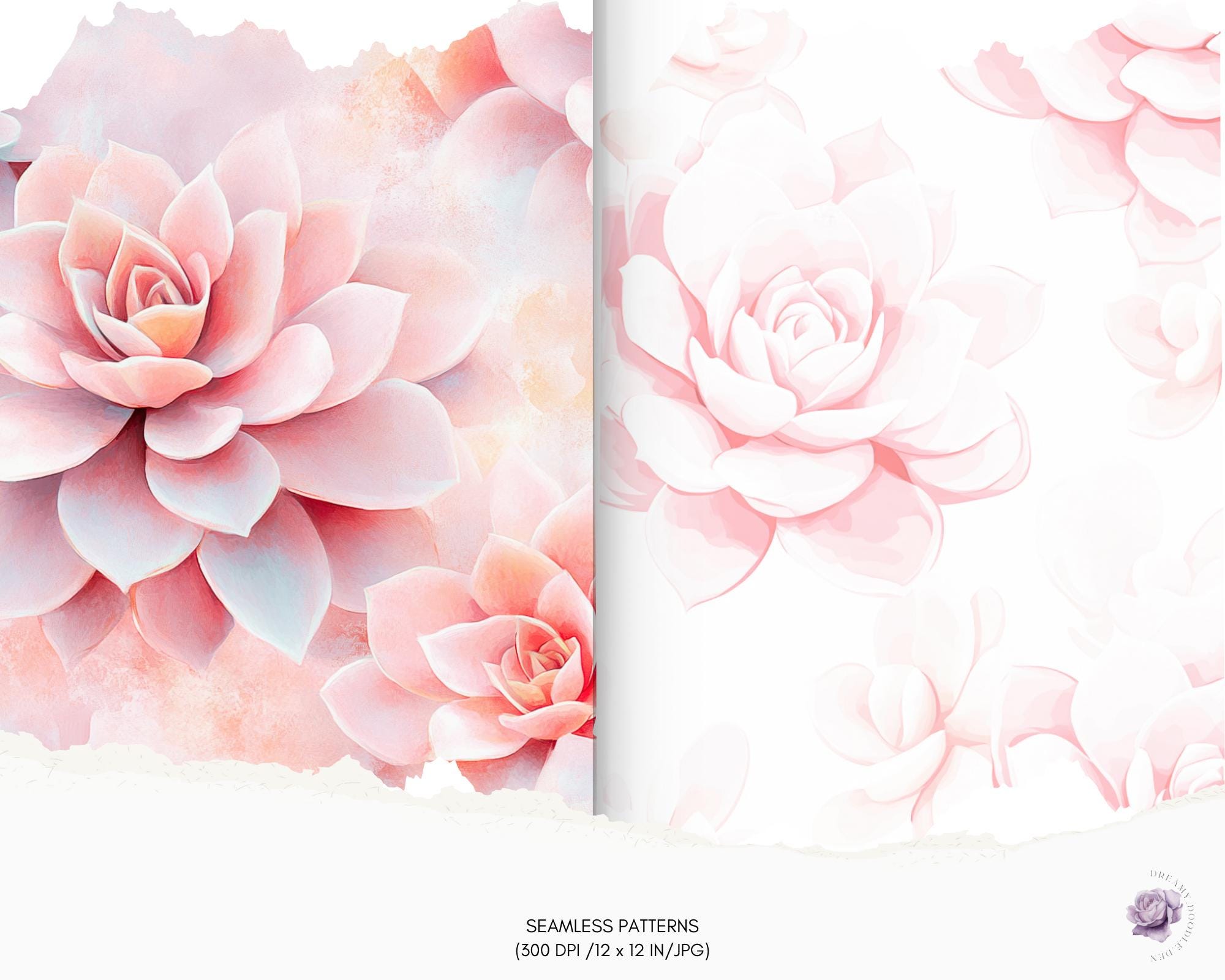 Dreamy Pastel Succulents Seamless Patterns, Seamless Pattern Download ...