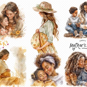 Happy Mother's Day Clipart Bundle, Mother and Child Clipart, Mother's ...
