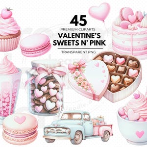 Pastel Love Clipart, Valentine's, Sweet Treats, Candy Hearts, Cookies ...