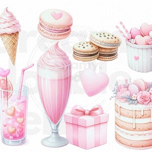 Pastel Love Clipart, Valentine's, Sweet Treats, Candy Hearts, Cookies ...