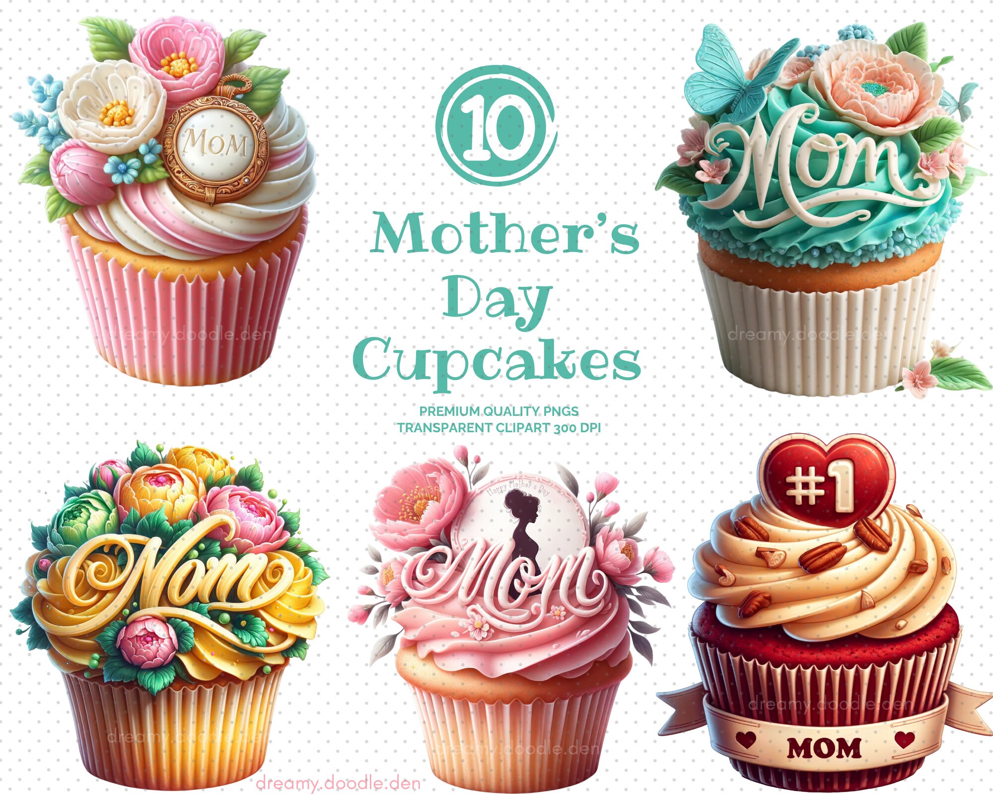 Mother's Day Clipart, Cupcakes Clipart, Best Mom Clipart, Digital ...