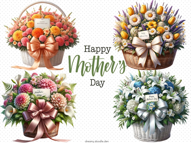 Mother's Day Floral Bouquet Clipart, Spring Flowers (digital Download ...
