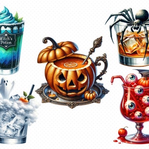Creepy Cocktail Clipart Bundle, Halloween Cocktail Graphics, Ghoulish ...