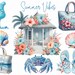 Beach Clipart Bundle, Seashells Clipart, Coastal Clipart, Hibiscus ...