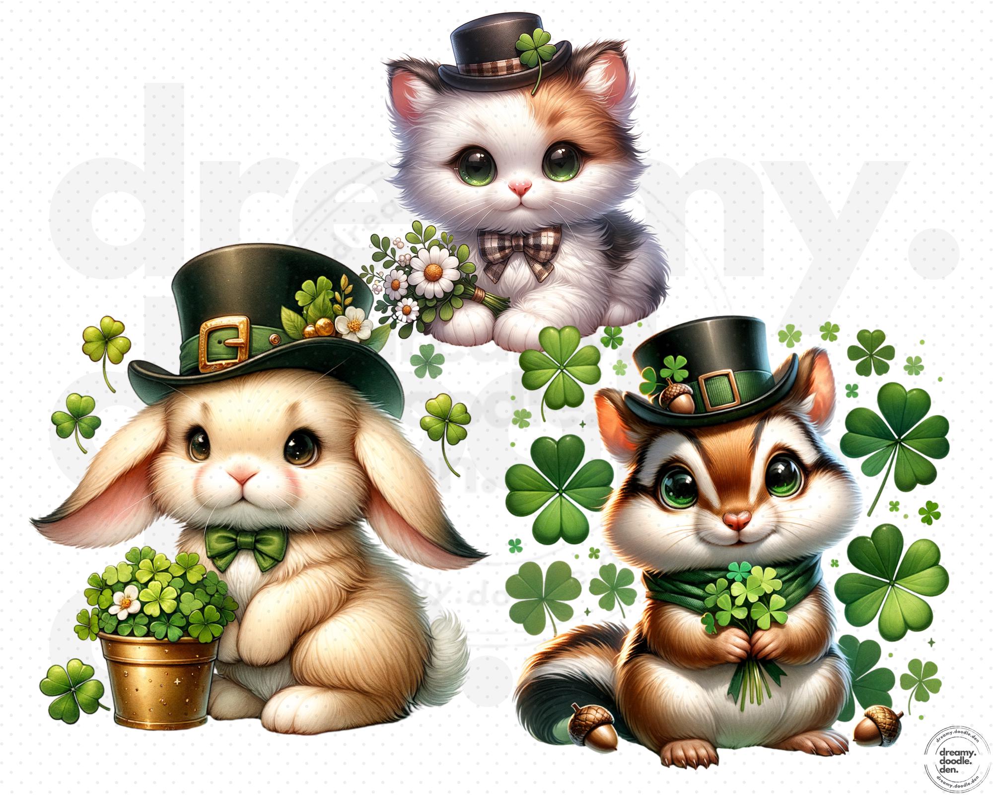 St. Patrick's Day Animals Clipart Bundle, Cute Lucky Animal Clipart ...