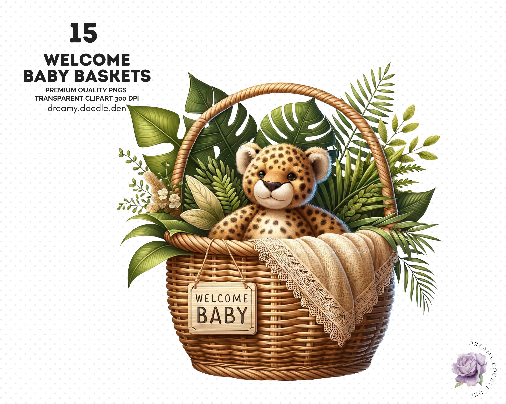 Welcome Baby Clipart Bundle, Gender Reveal Clipart, Birth Announcement ...