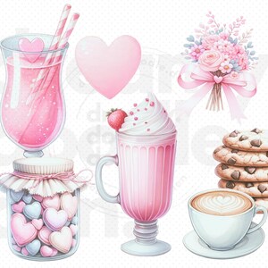 Pastel Love Clipart, Valentine's, Sweet Treats, Candy Hearts, Cookies ...