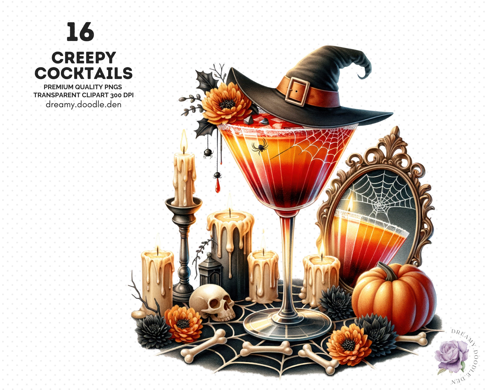 Creepy Cocktail Clipart Bundle, Halloween Cocktail Graphics, Ghoulish ...