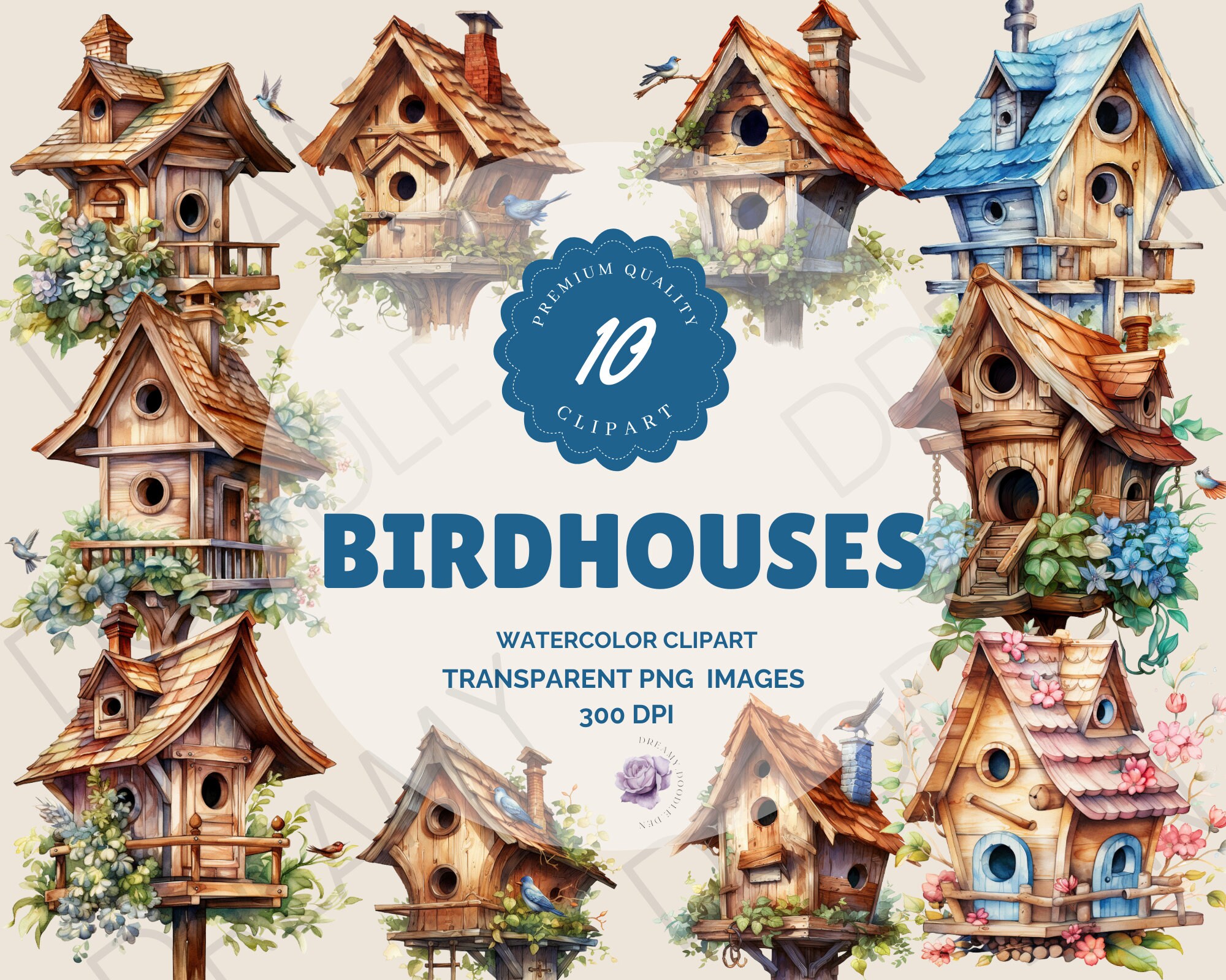Birdhouse Clipart Birdhouse PNG Watercolor Birdhouses Whimsical ...