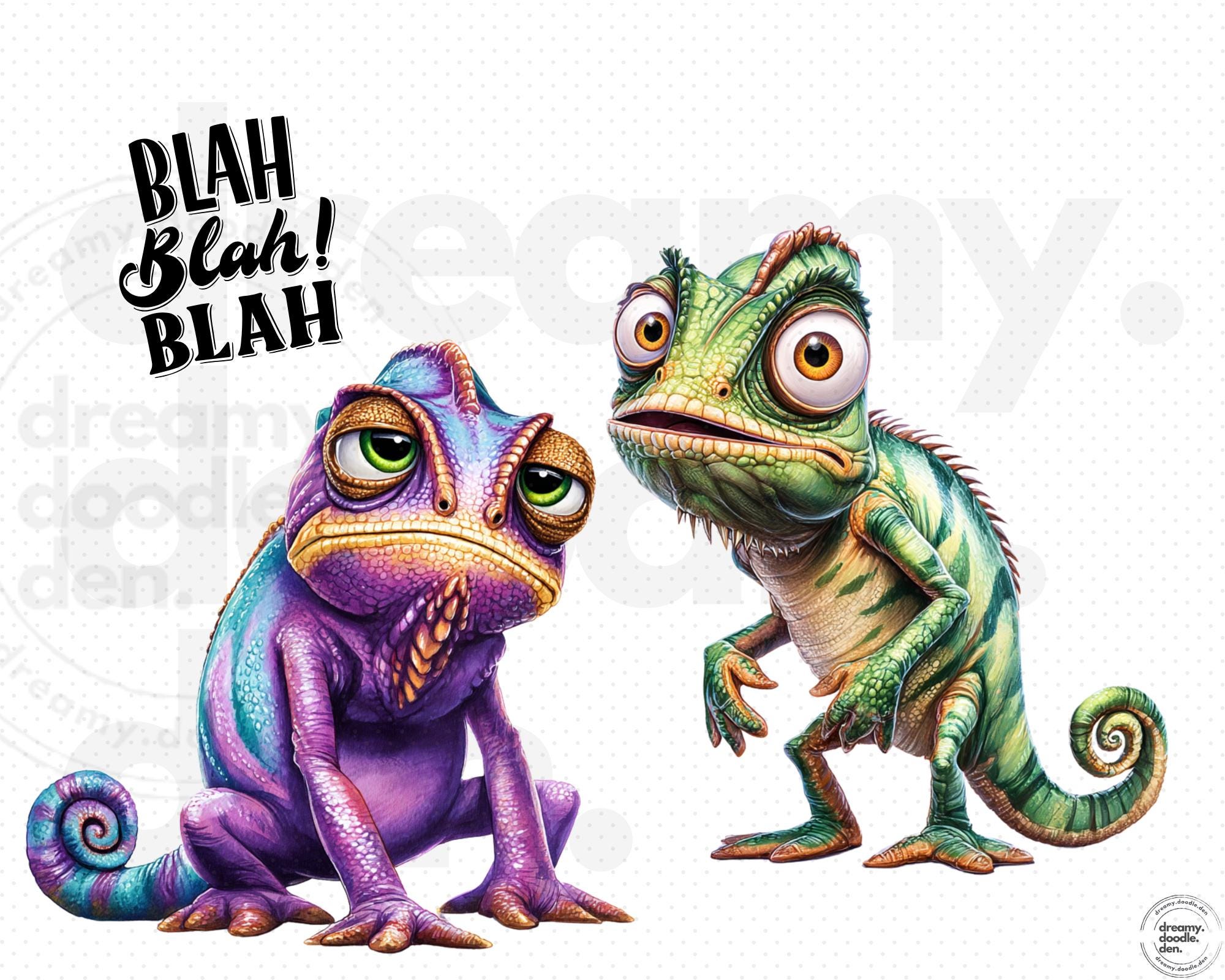Chameleon Clipart, Funny Lizard Clipart Bundle, Whimsical Reptiles ...