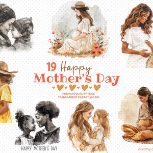 Happy Mother's Day Clipart Bundle, Mother and Child Clipart, Mother's ...