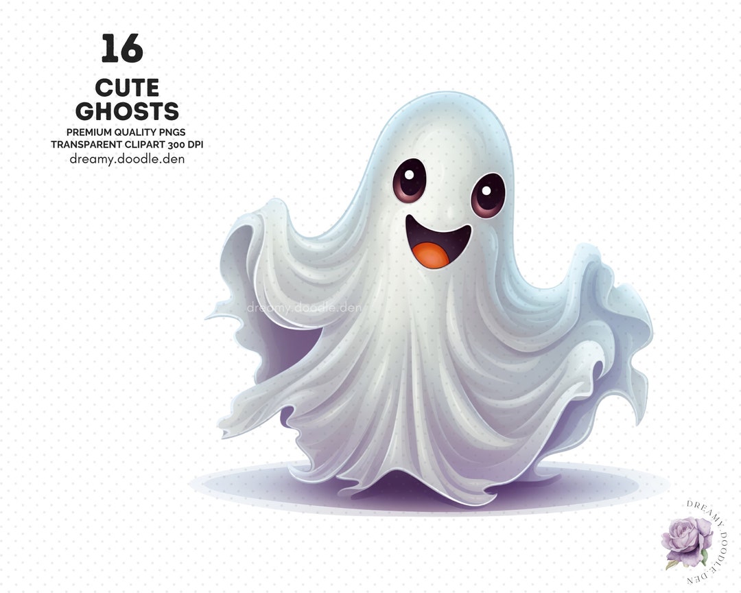 Cute Ghosts Clipart Bundle, Friendly Ghost Clipart, Kids Halloween ...