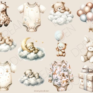 Gender Neutral Baby Clipart, Cute Baby Shower Clipart, Baby Shower ...