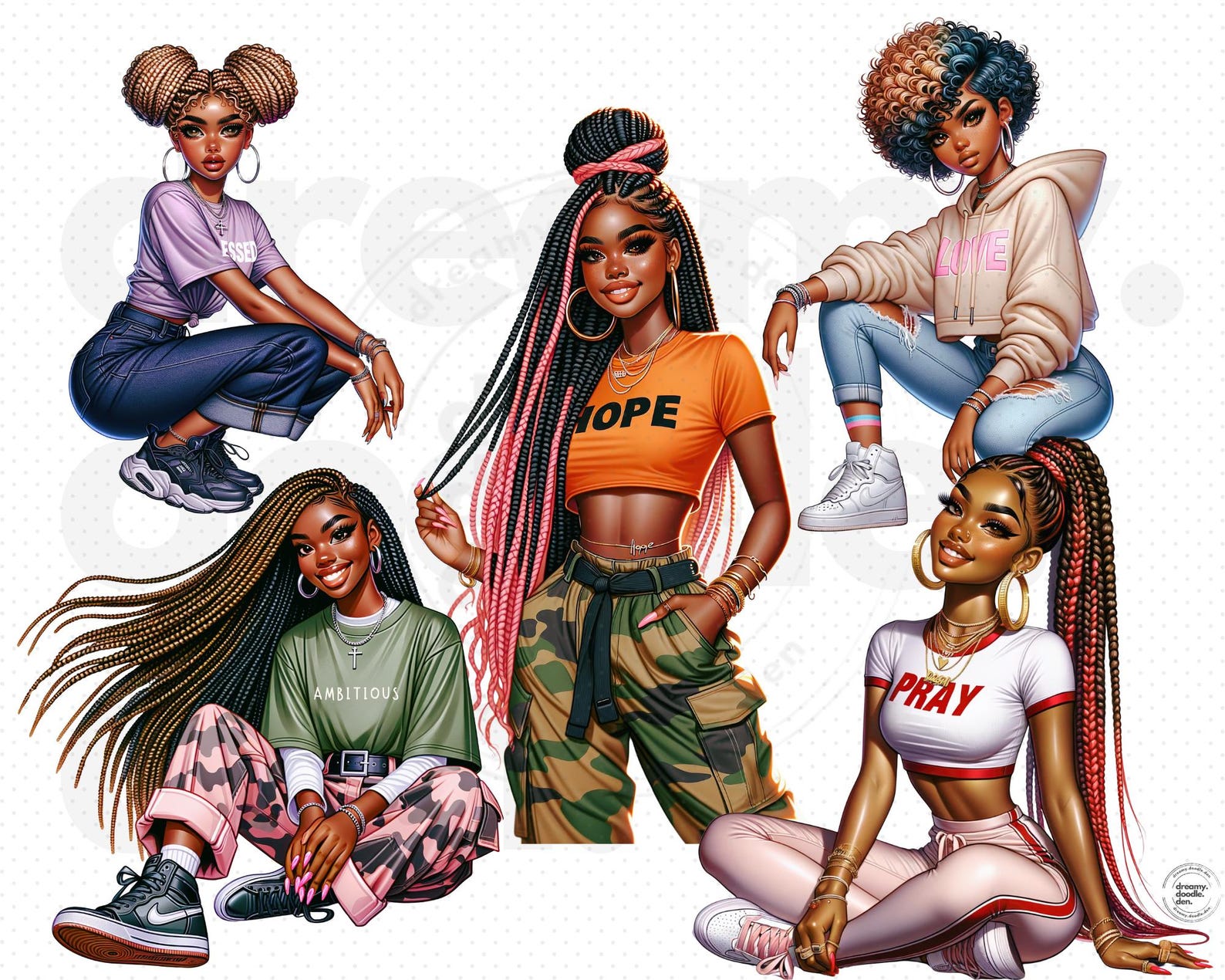 Inspirational Black Teen Clipart, Empowering Black Girl Clipart, Black ...