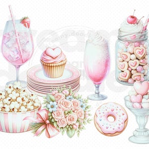 Pastel Love Clipart, Valentine's, Sweet Treats, Candy Hearts, Cookies ...