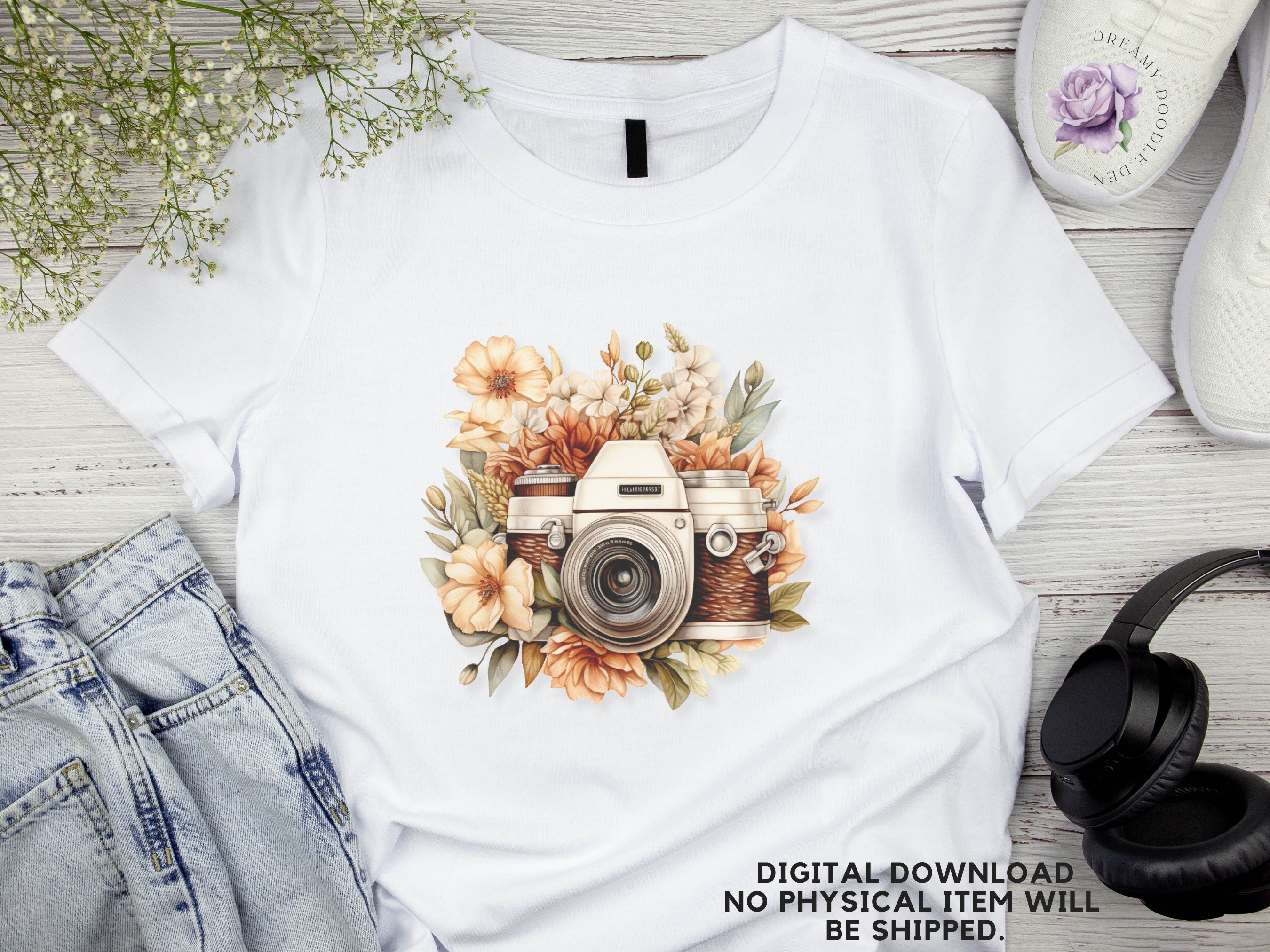 Camera Floral Clipart | Camera PNG | Vintage Camera PNG | Retro Cameras ...