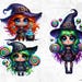 Halloween Witch Clipart Bundle, Cute Halloween Witches, Witch PNG, Cute ...