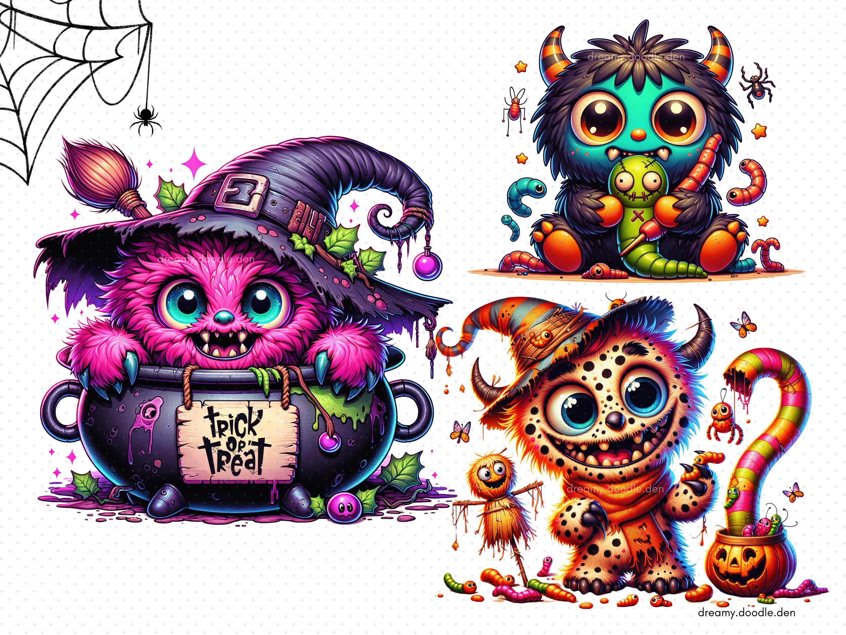Cute Monsters Clipart Bundle, Adorable Monsters Clipart Bundle, Cute ...