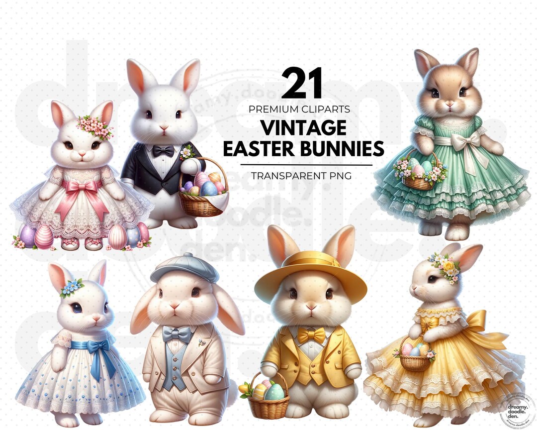 Easter Bunny Clipart, Vintage Easter Bunny, Easter Bunny PNG, Easter ...