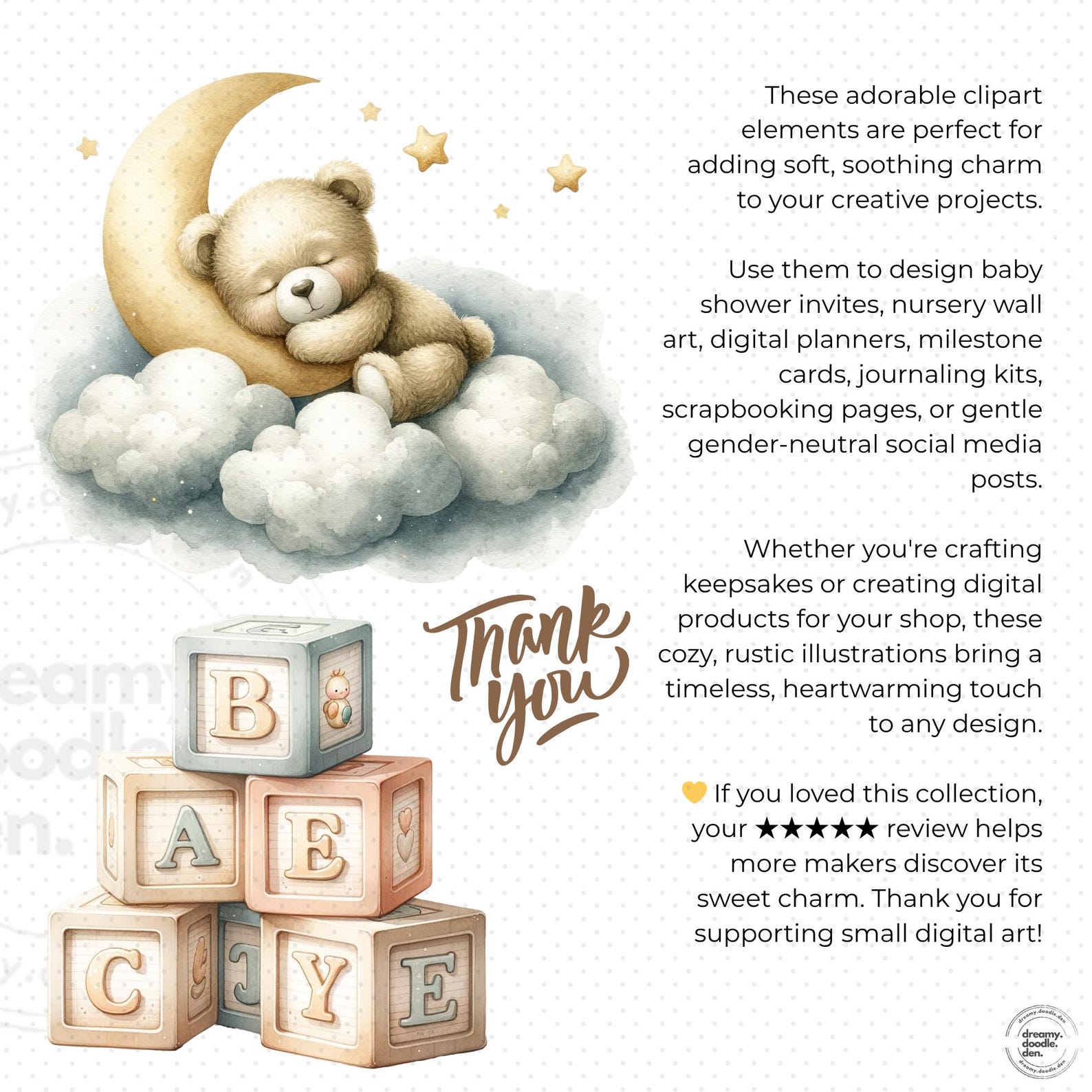 Gender Neutral Baby Clipart, Cute Baby Shower Clipart, Baby Shower ...