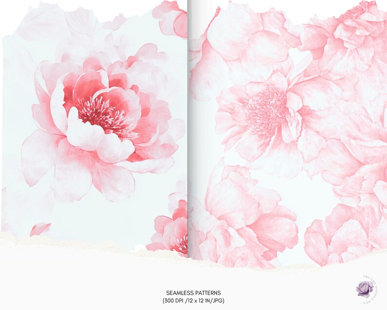 Elegant Peonies French Toile in Soft Pink Seamless Patterns, Vintage ...