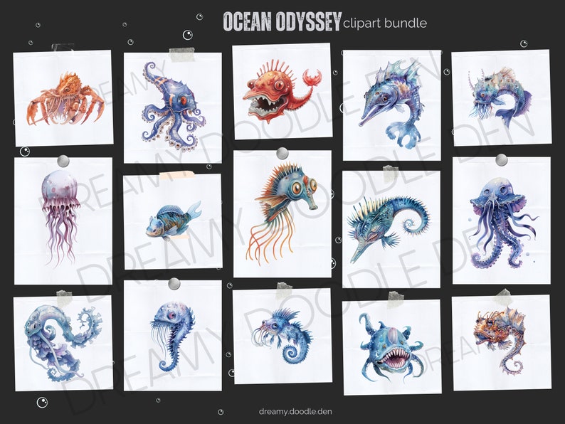 Deep-sea Clipart, Underwater Illustrations, Sea Creatures, Whimsical ...