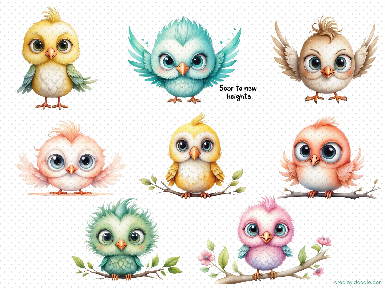 Watercolor Pastel Bird Clipart Bundle, Cute Pastel Birds Clipart Bundle ...