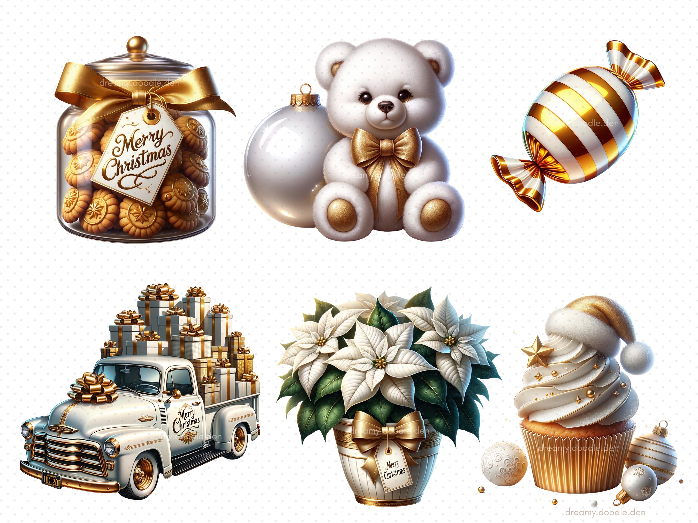 White Christmas Clipart Set, Elegant Holiday Graphics (digital Download ...