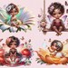 Melanin Fairy Clipart Bundle, Whimsical Baby Melanin Fairies Clipart ...