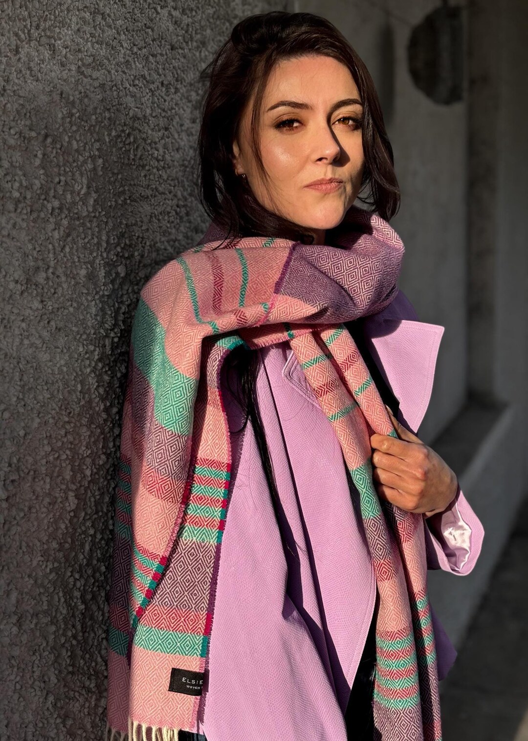 Foxglove Elsie Tweed Woven Scarf-oversized Scarf - Etsy