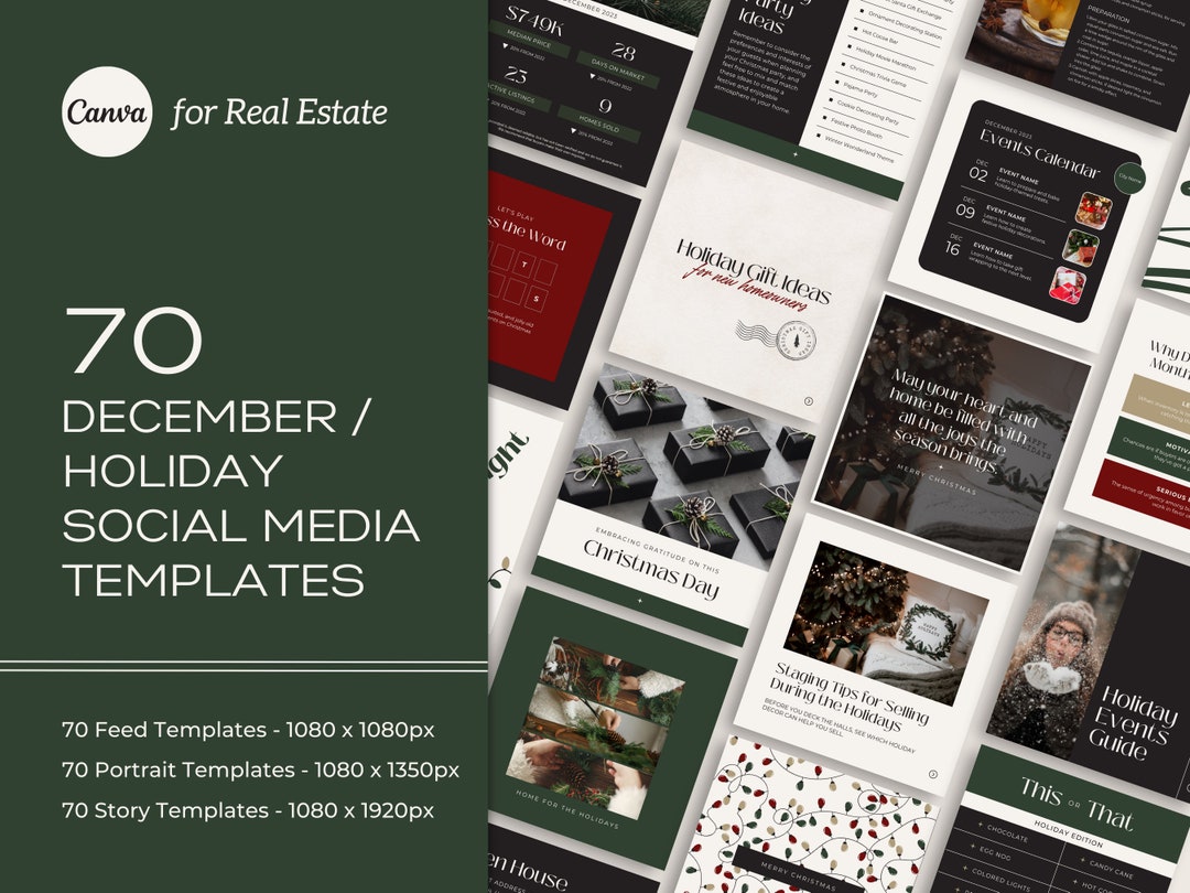 December Holiday Real Estate Social Media Posts, Canva Templates ...