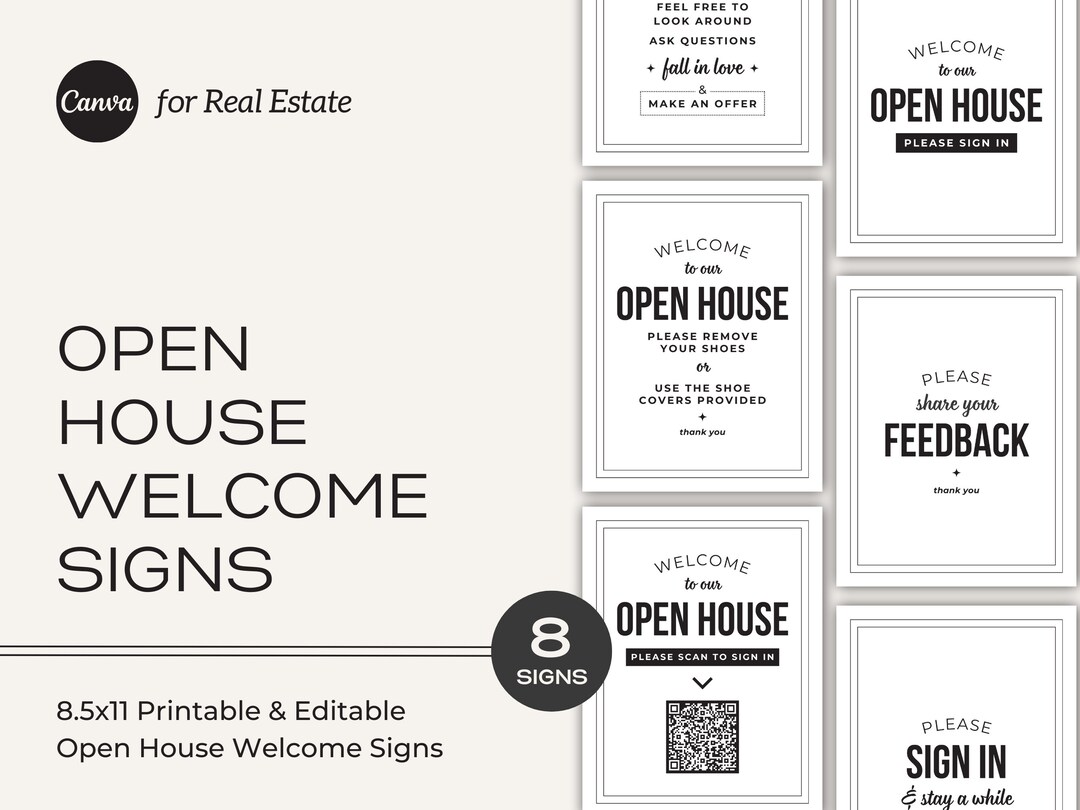 Real Estate Open House Welcome Signs, Canva Editable, Printable, Real ...