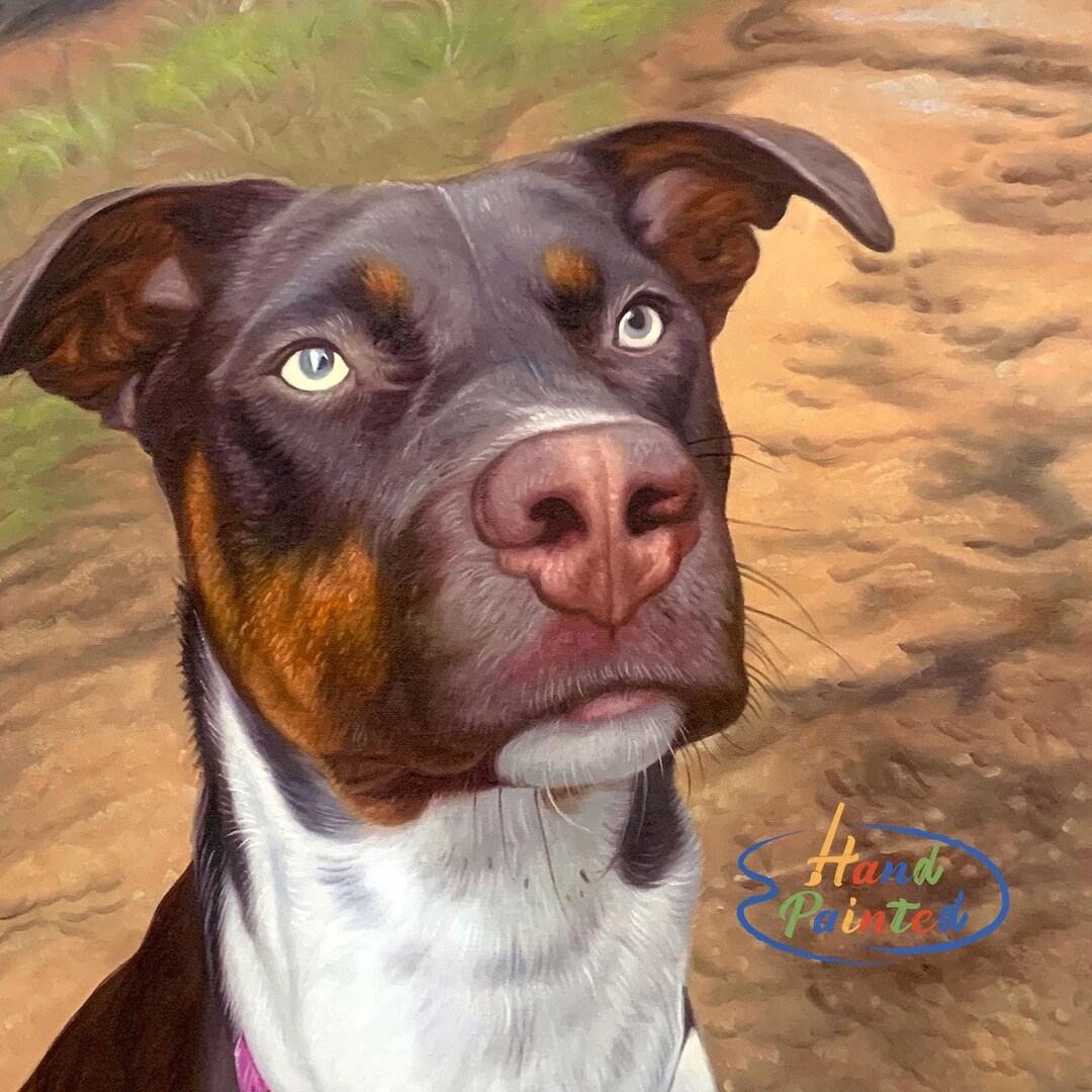 Custom Hand Painted Dog Oil Painting, Dog Artwork, Colorful Photo to ...