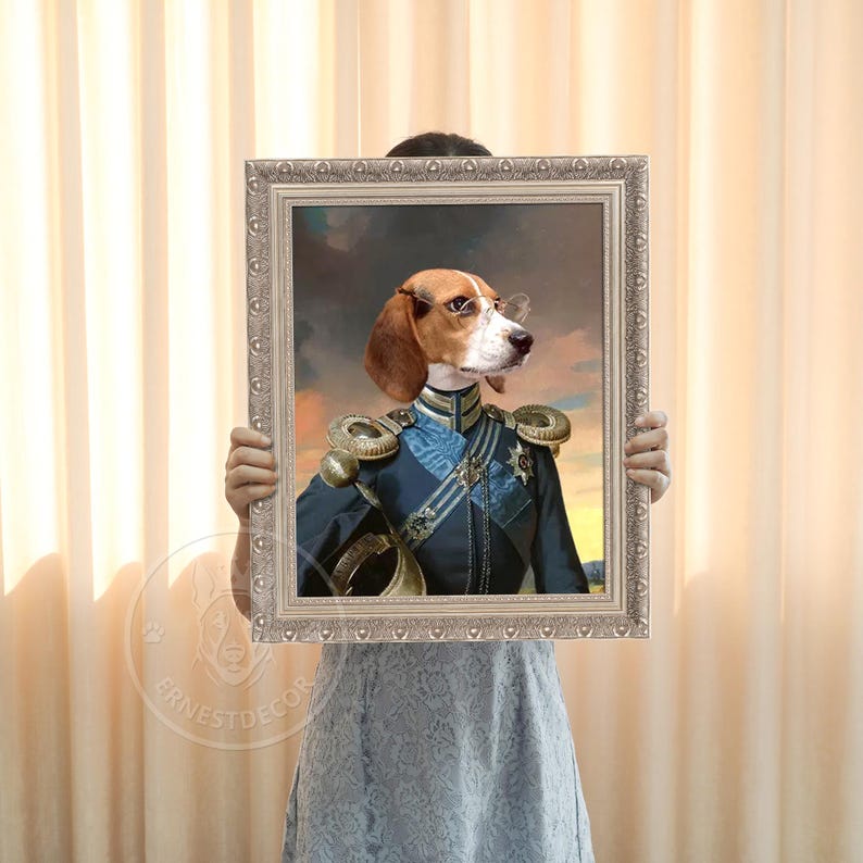 Custom Pet Portraits, Captain Pet Artwork, Renaissance Royal Pet ...