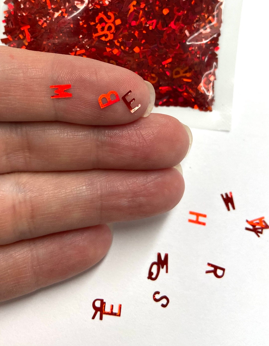 Red Iridescent Letter Confetti, Nail Supplies, Tiny Letters, Letter ...