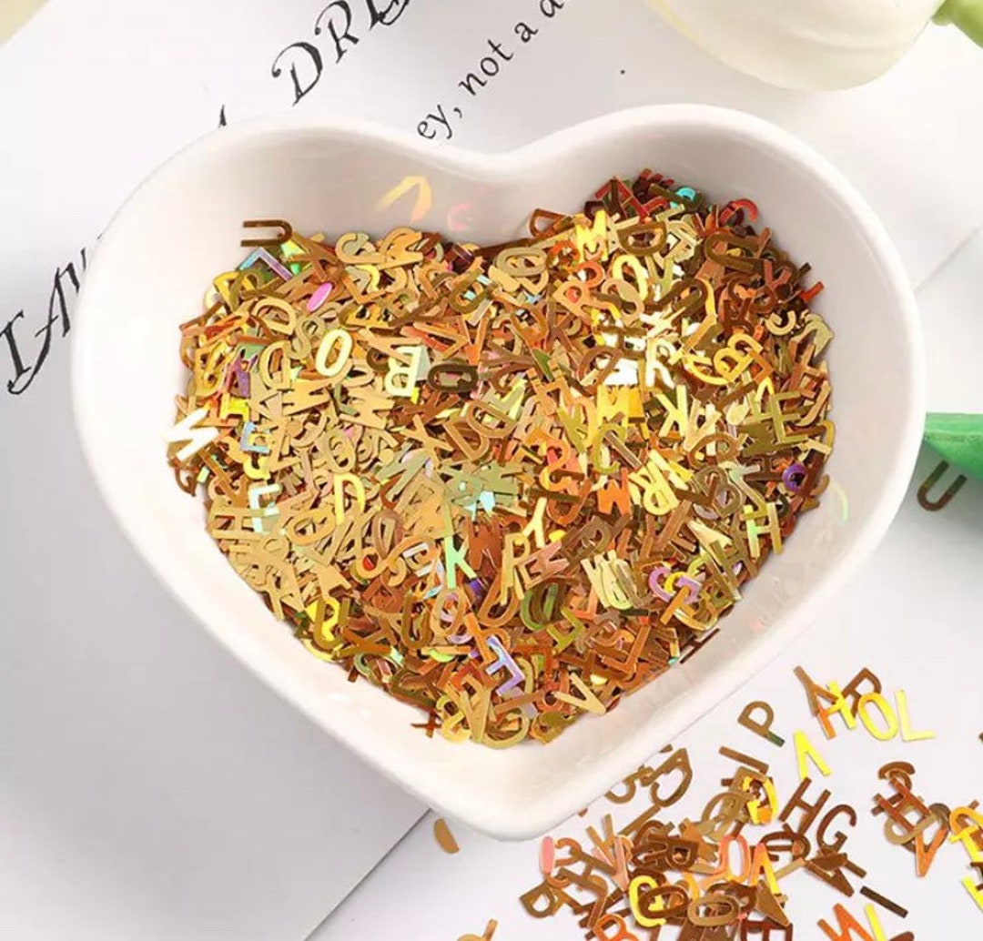 DIY letter glitter, letter confetti, Nail Glitter, alphabet sequins for ...