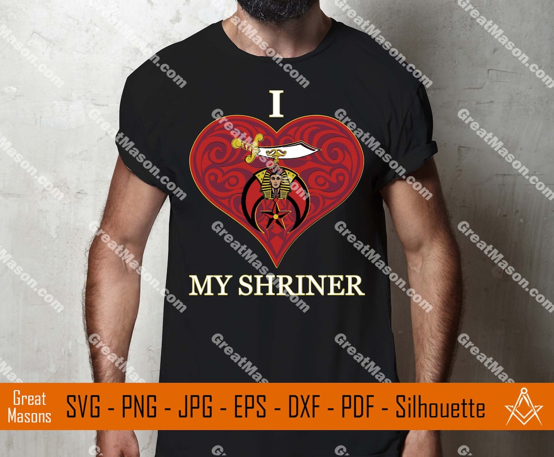 I Love My Shriner Heart Shrine Fez Sword Star Symbol Shriners Freemason ...