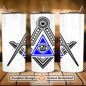 Square and Compasses All Seeing Eye Great Masons 20oz 30oz Skinny ...