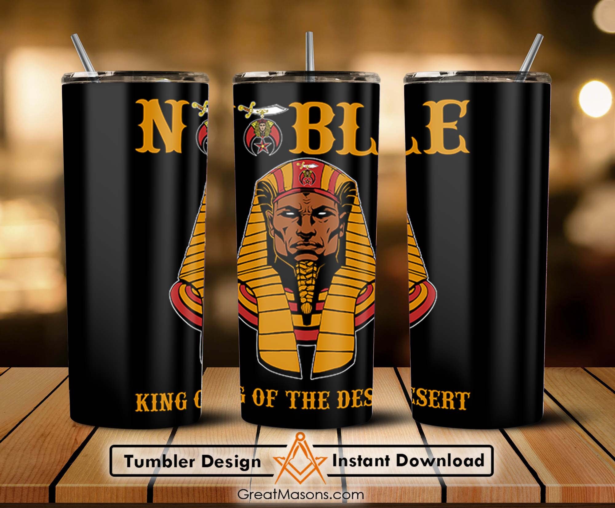 Noble Mystic Shrine Pharaoh King of the Desert AEAONMS 20oz 30oz Skinny ...