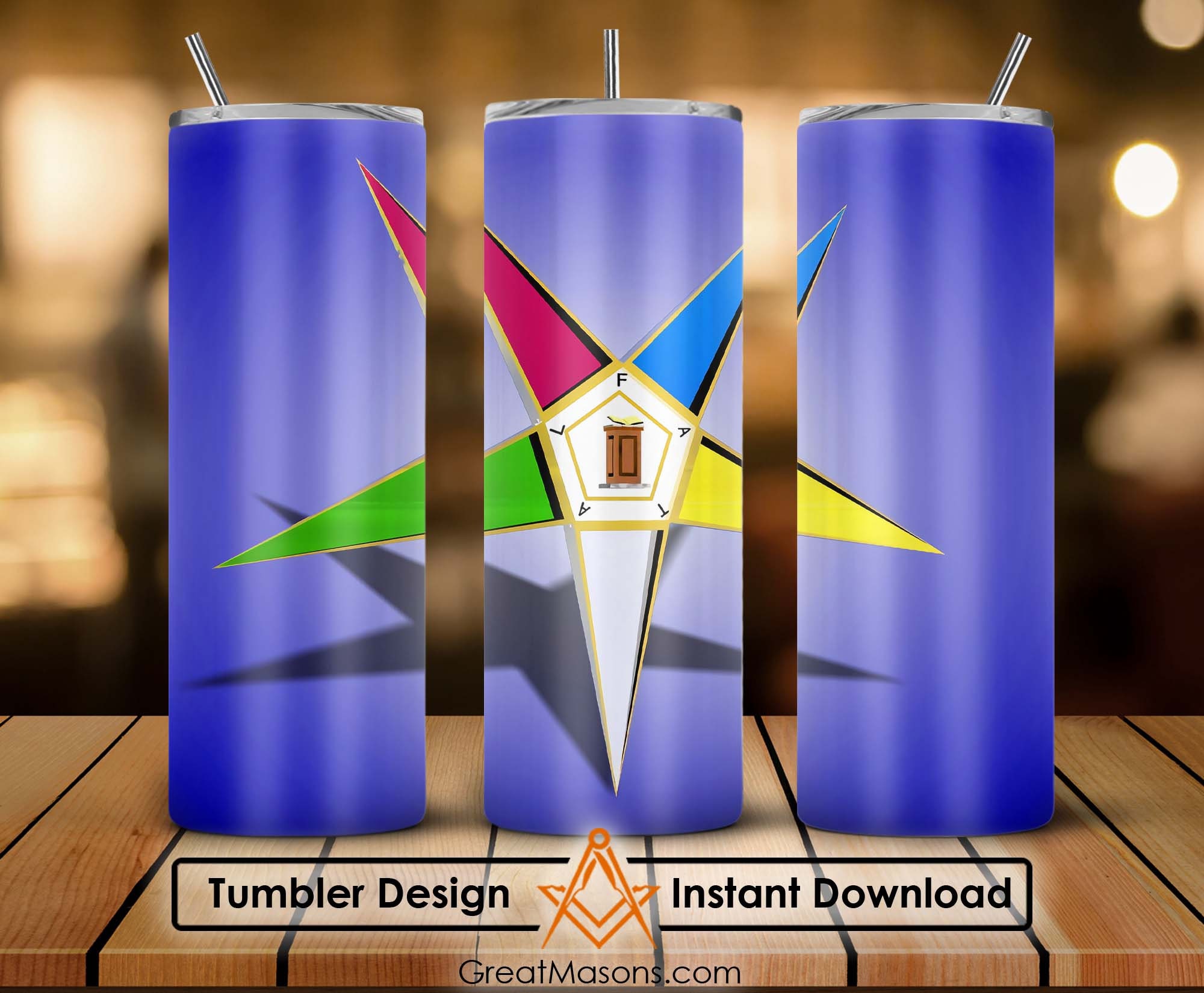 OES Order of the Eastern Star FATAL Masonic Symbol 20oz 30oz Skinny ...